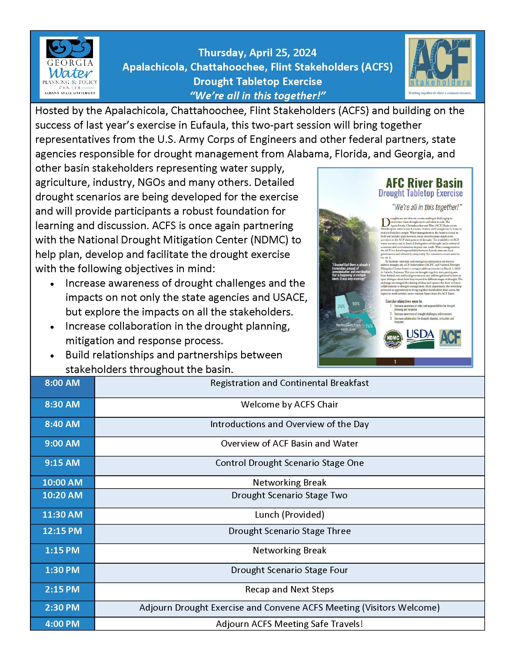 ACF Waters Conference Schedule - Georgia Water Planning And Policy Center