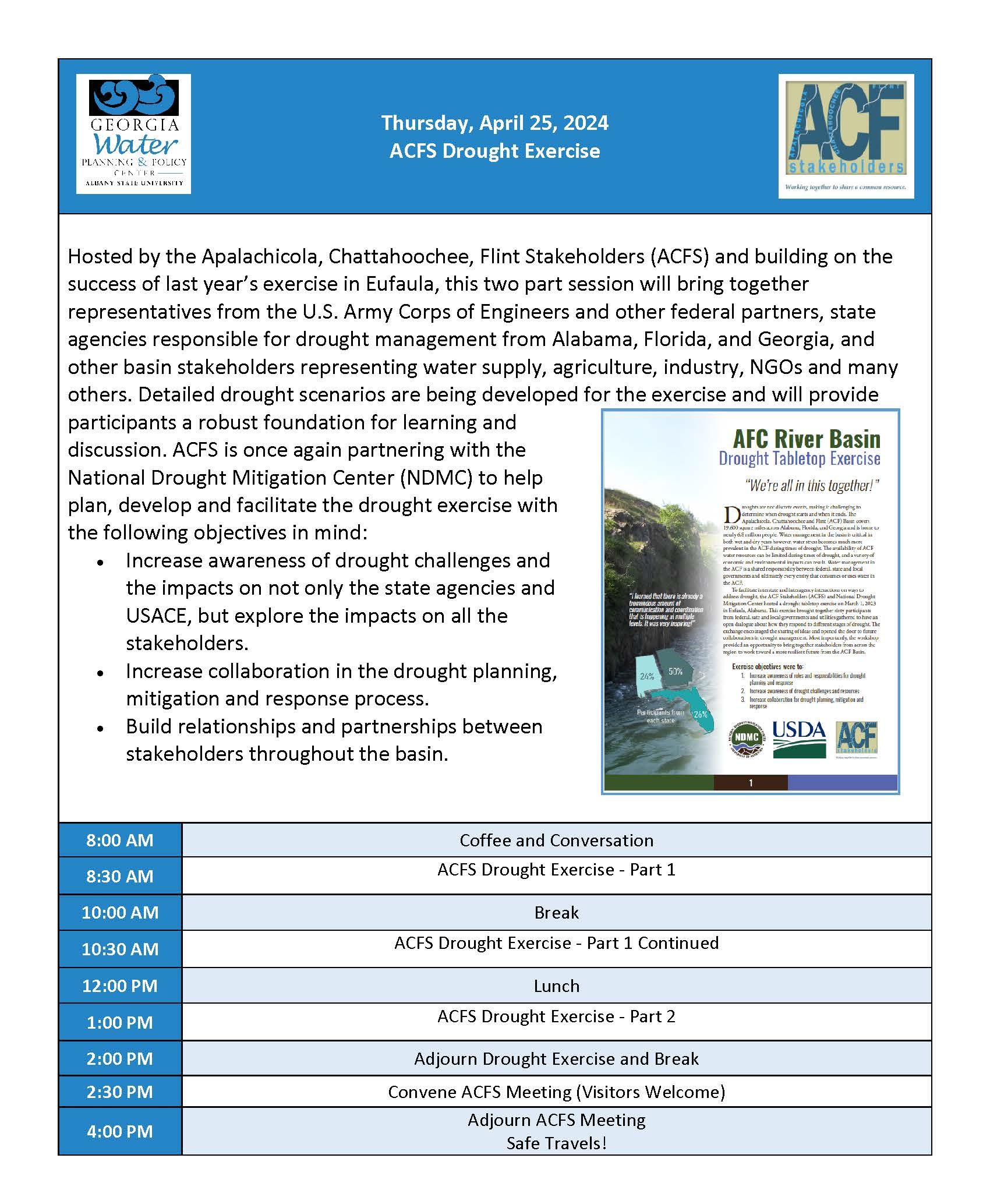 ACF Waters Conference Schedule - Georgia Water Planning And Policy Center