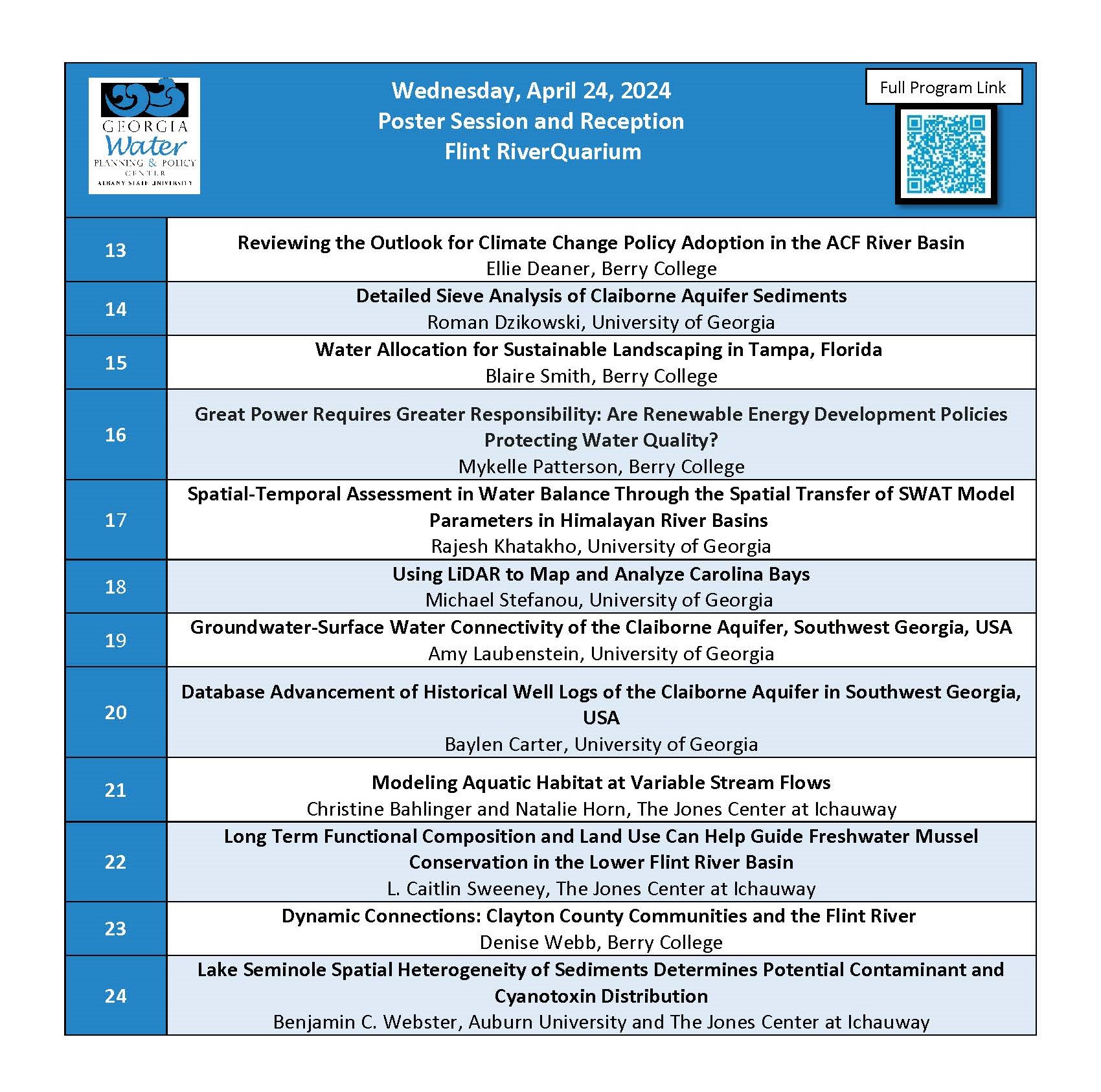 ACF Waters Conference Schedule - Georgia Water Planning And Policy Center